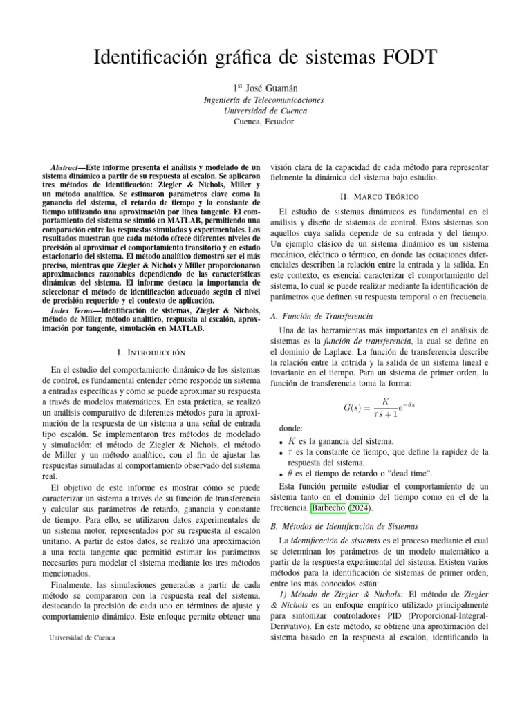 Identificación Gráfica de Sistemas FODT | PDF | Simulación | Sistema dinamico