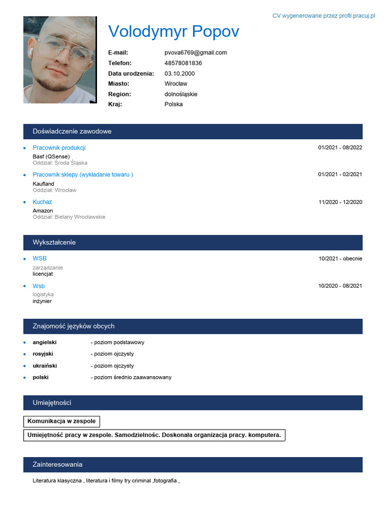 CV Volodymyr Popov | PDF