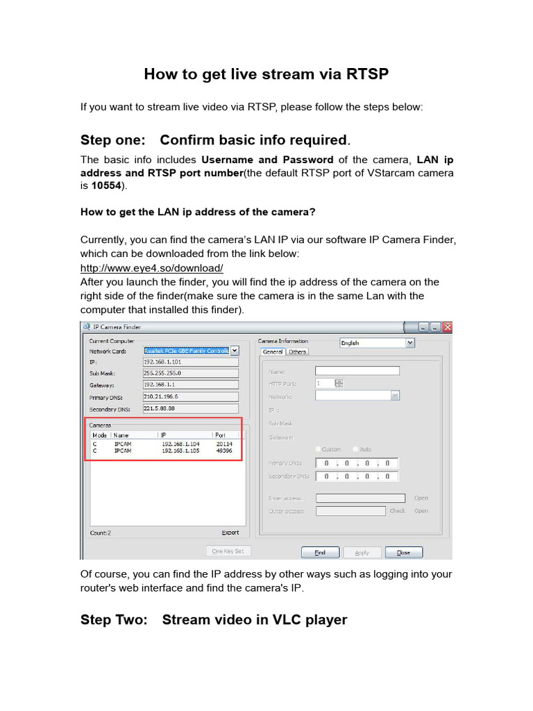How To Get Live Stream Via RTSP | PDF
