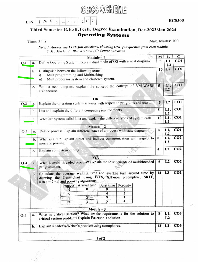 @Vtucode.in OS Previous Year Paper 2022 Scheme | PDF