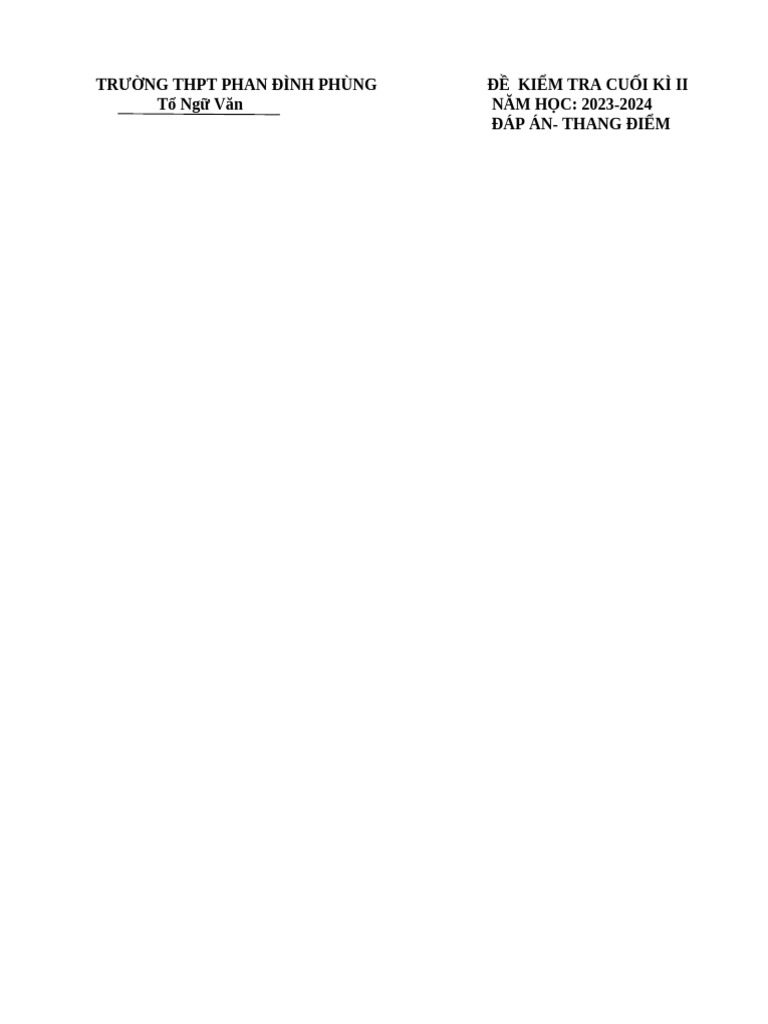 Đáp Án Van 10 ck2 | PDF