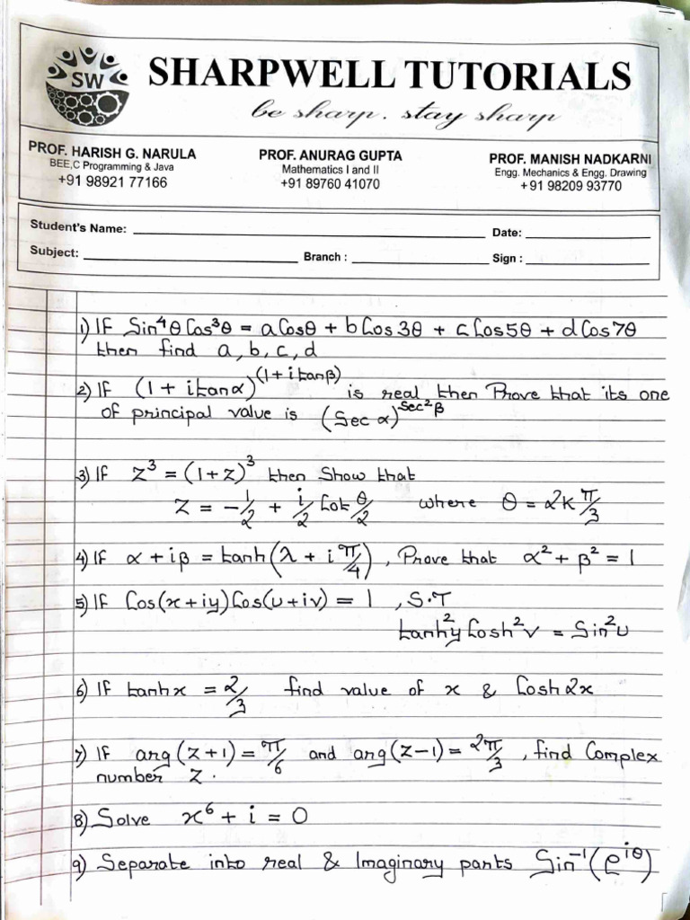 Complex Module PYQs | PDF