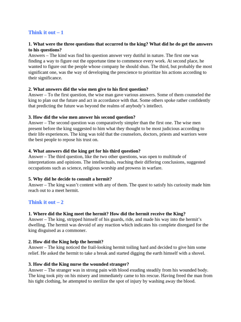 Three Questions | PDF