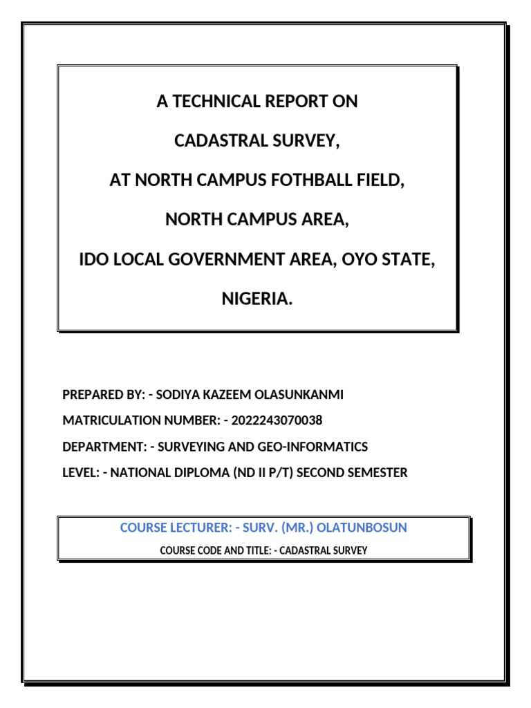 Cadastral Survey Report: North Campus | PDF | Surveying | Geographical ...