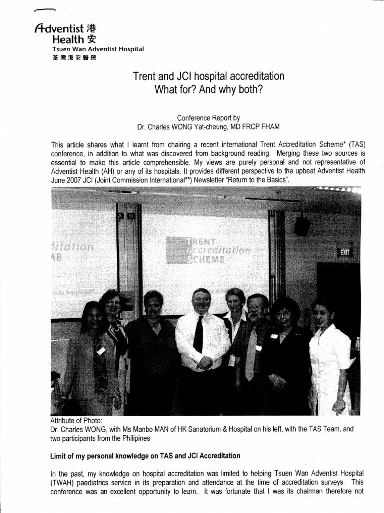 Trent and JCI Hospital Accreditation - What For and Why Both | PDF ...