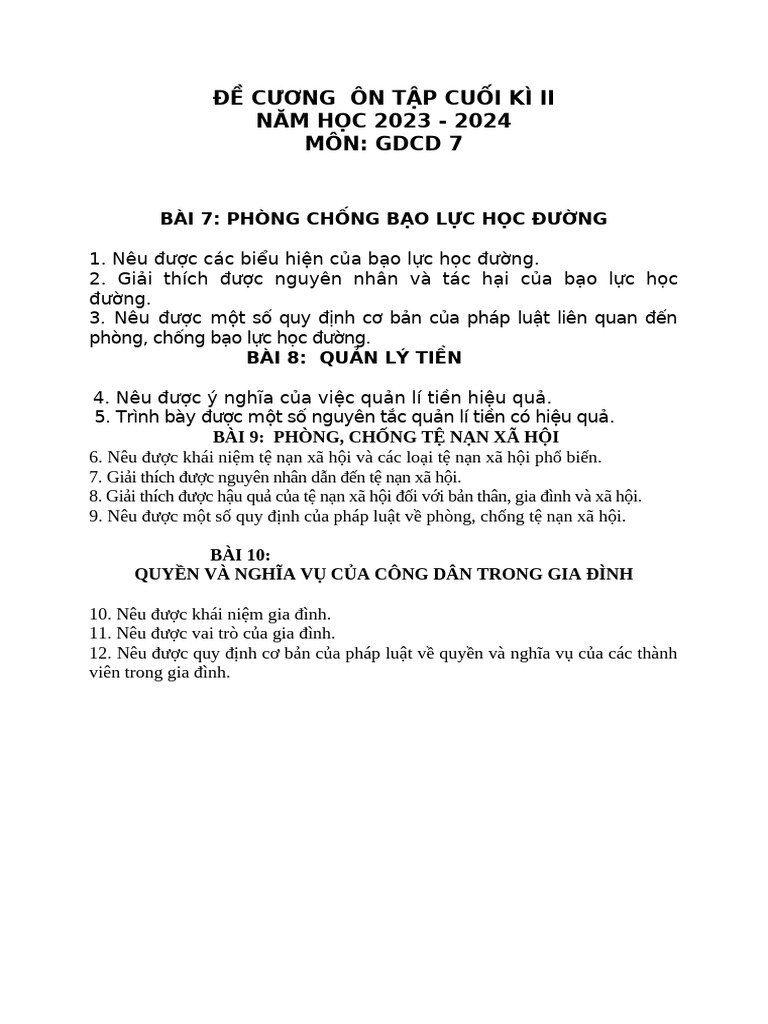 ĐỀ-CƯƠNG-ÔN-TẬP-hkii2-CD7-KNTT-1 | PDF