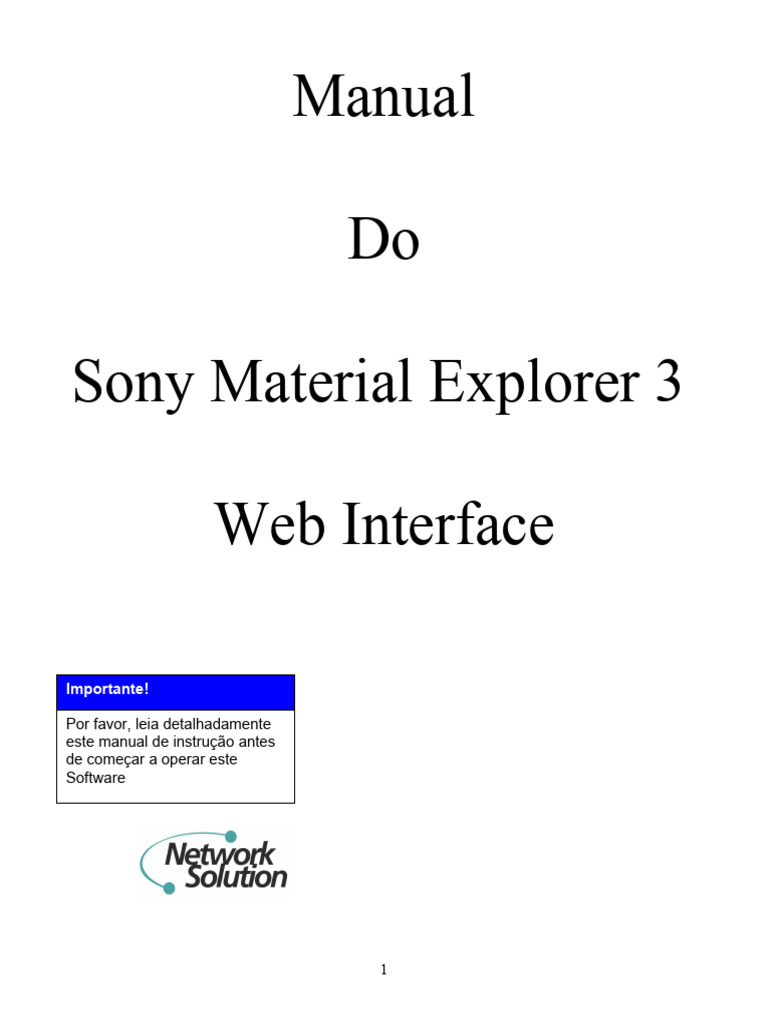 SONY MATERIAL EXPLORER 3 WEB INTERFACE | PDF | Rede mundial de computadores | Internet e Web