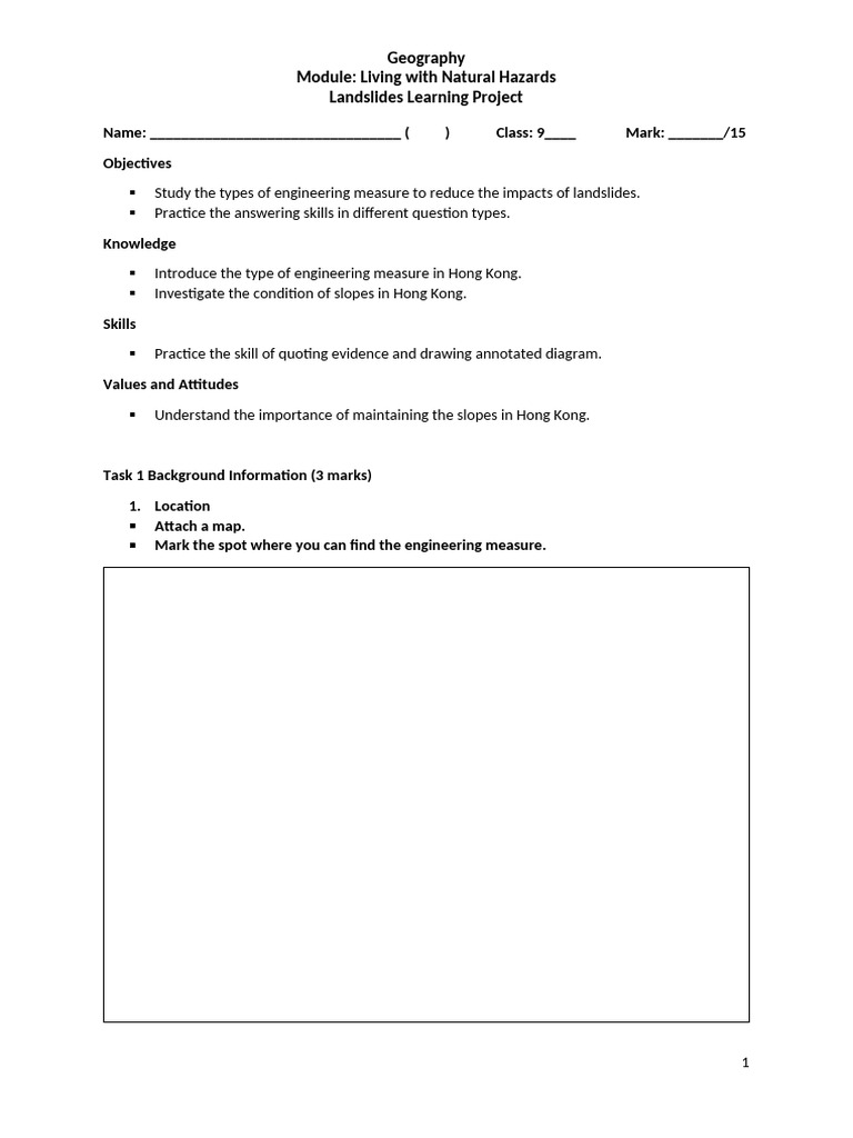2021-22 Geog (S) G9 Lanslide Project Guideline v2 | PDF | Landslide ...