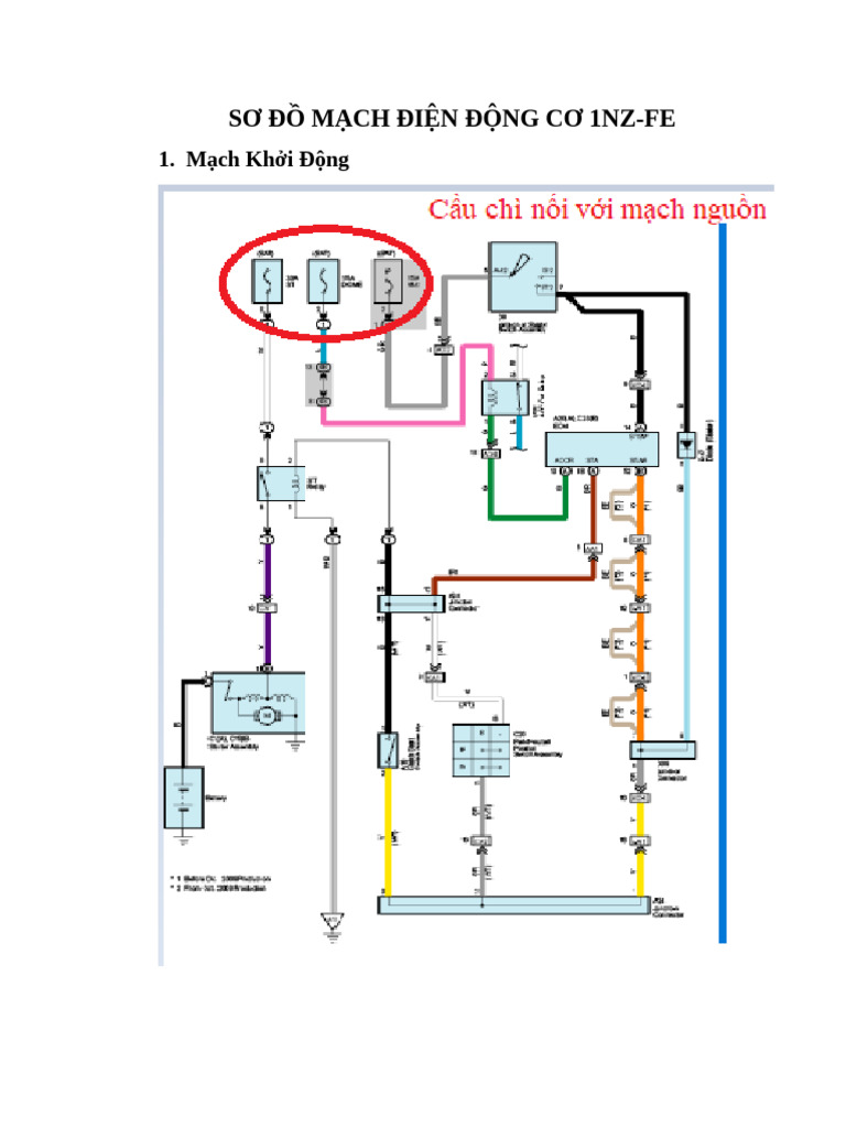 SƠ ĐỒ MẠCH ĐIỆN ĐỘNG CƠ 1NZ-FE | PDF