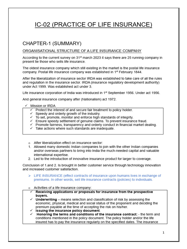 Chapter 1 | PDF | Insurance | Life Insurance