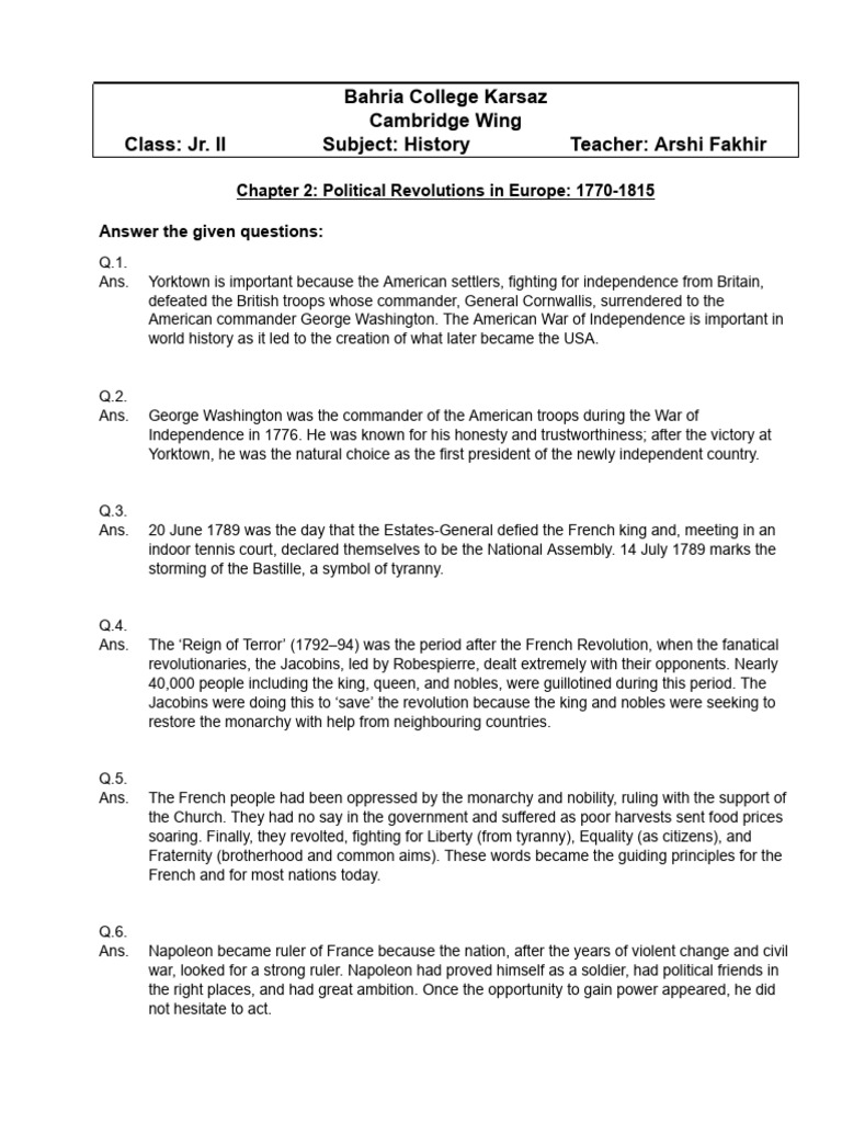 Chapter 2 - Book 3 - Political Revolutions in Europe 1717-1815 | PDF ...