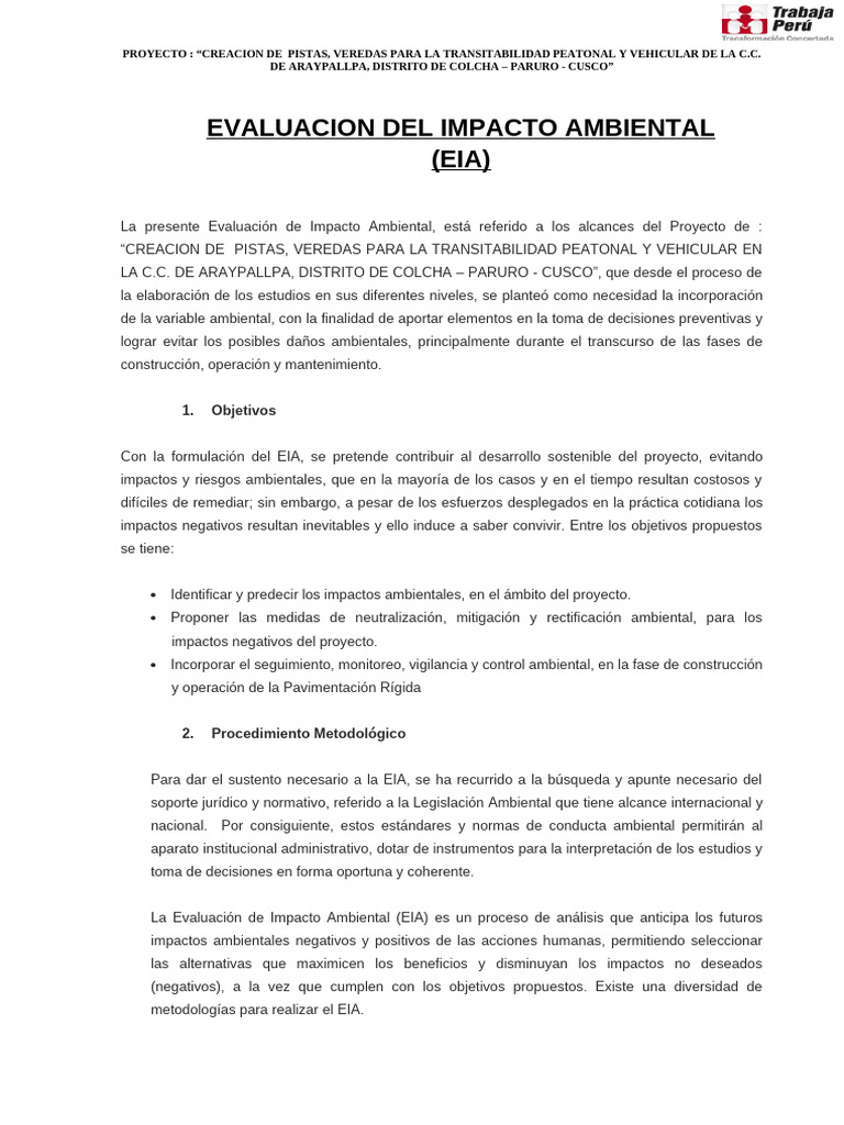 Eia Araypallpa | PDF | Evaluación de impacto ambiental | Contaminación