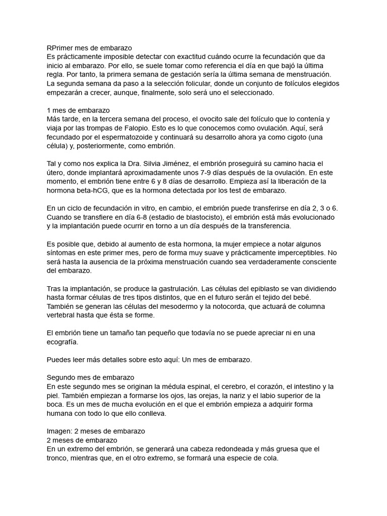 Desarrollo del Embarazo Mes a Mes | PDF | El embarazo | Embrión