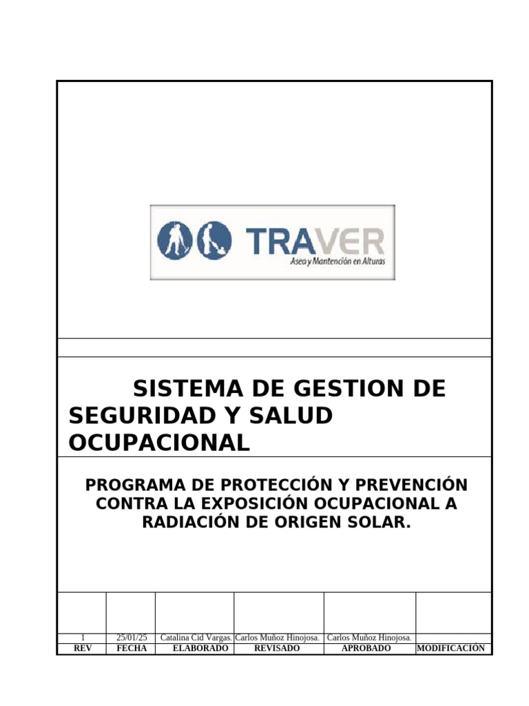 PC - SGSSO - PROG - 003 - Programa de Protección Contra La Exposición A Radiación UV ...
