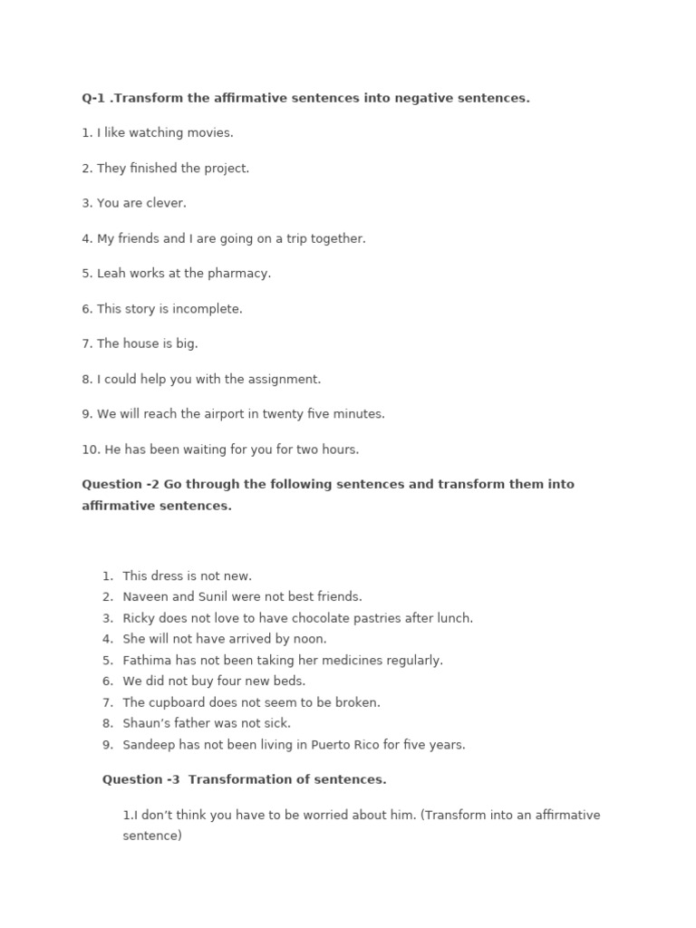 Affirmative, Negative Sen | PDF
