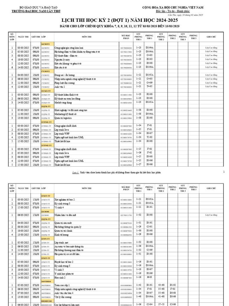 Lich_thi_HK224-25-dot_1_cac_lop_K7-K12 | PDF