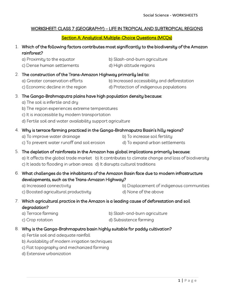 Life in Tropical & Subtropical Regions | PDF | Amazon Rainforest ...