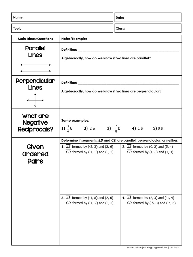 Unit 04 Lesson 5 - Parallel & Perp. Lines | PDF | Mathematics | Algebra