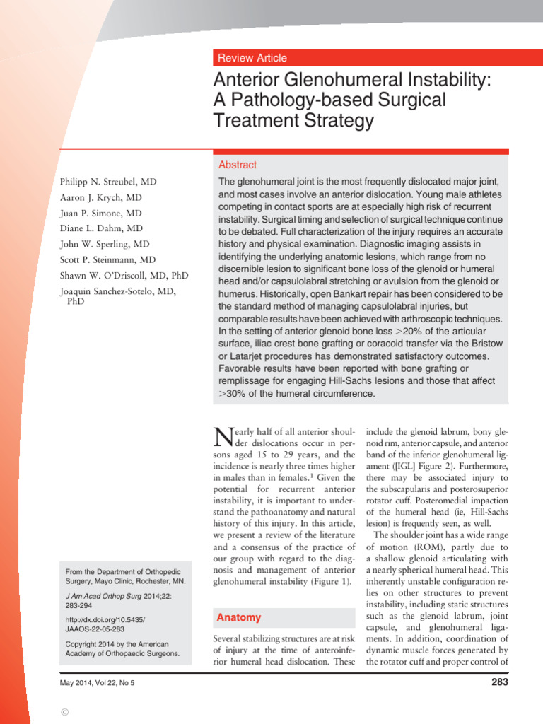 Anterior Glenohumeral Instability | PDF | Shoulder | Musculoskeletal System