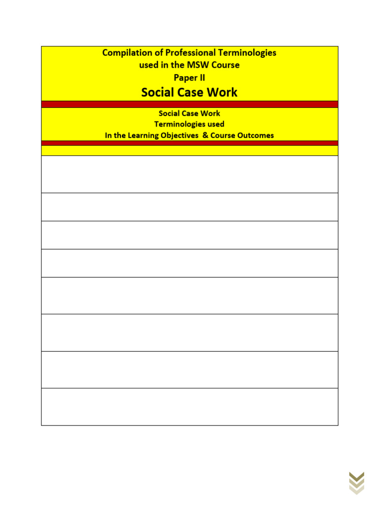 MSW Social Case Work Glossary Compilation | PDF | Psychotherapy ...