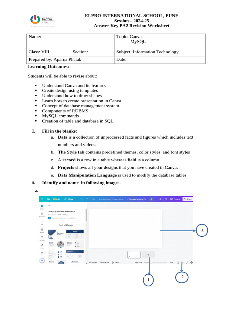Grade 8 IT Revision Guide | PDF | Databases | Sql