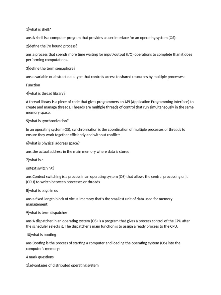 Key Concepts in Operating Systems Explained | PDF | Process (Computing) | Operating System