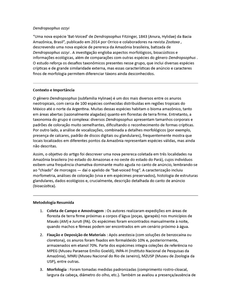 Dendropsophus Ozzyi | PDF | Espécies | Sapo