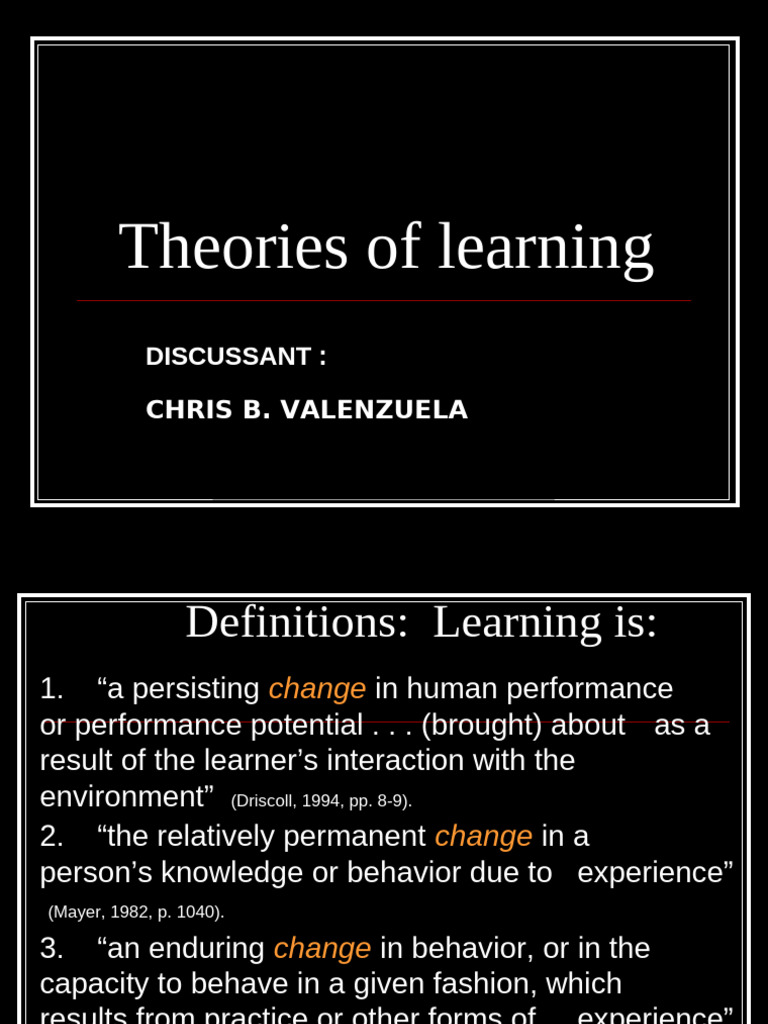 Final Theories of Learning | PDF | Learning | Behaviorism