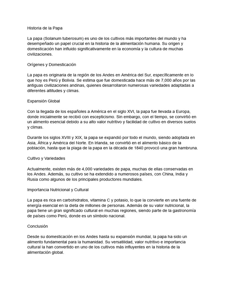 Historia de La Papa | PDF