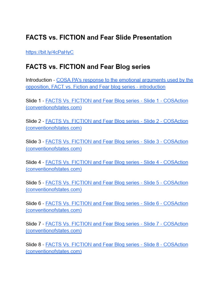 COSA PA: Facts vs. Fiction Series | PDF