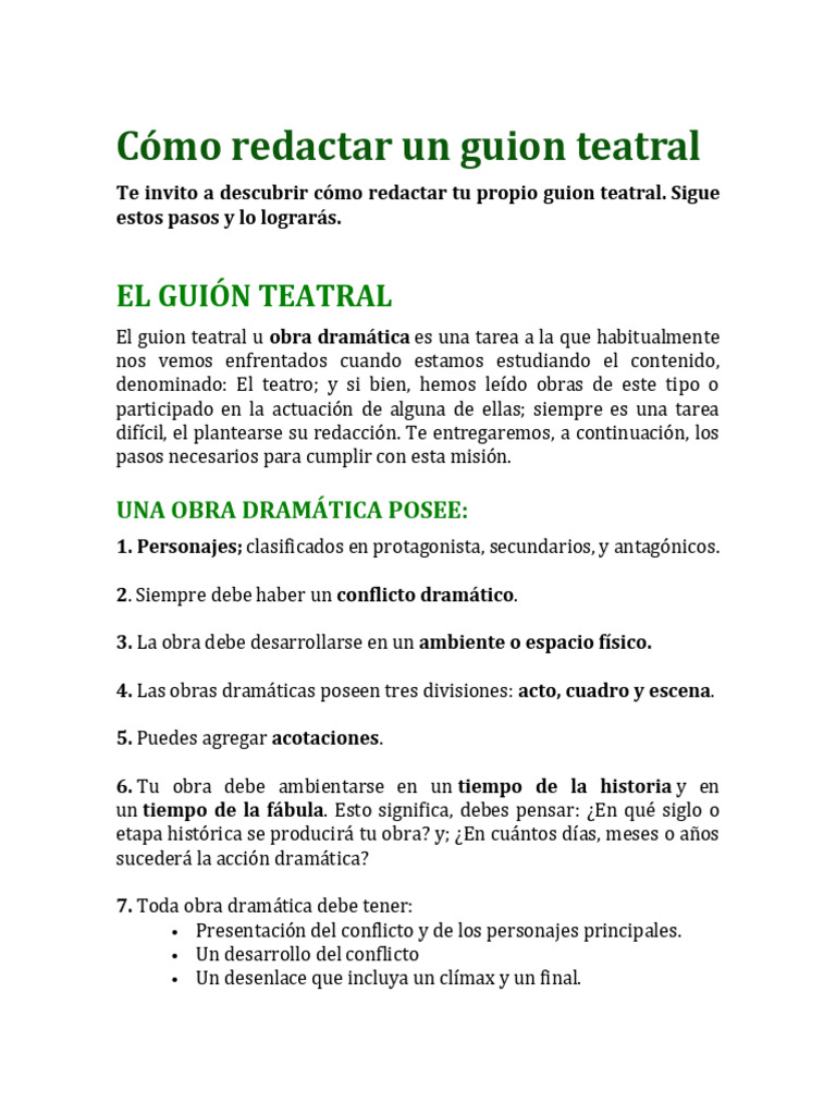Guía para Redactar Guion Teatral | PDF | Teatro
