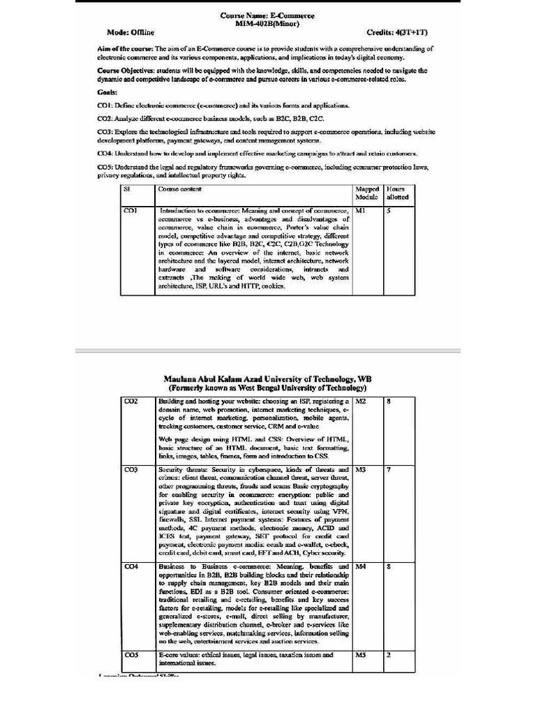 E-Commerce Syllabus | PDF