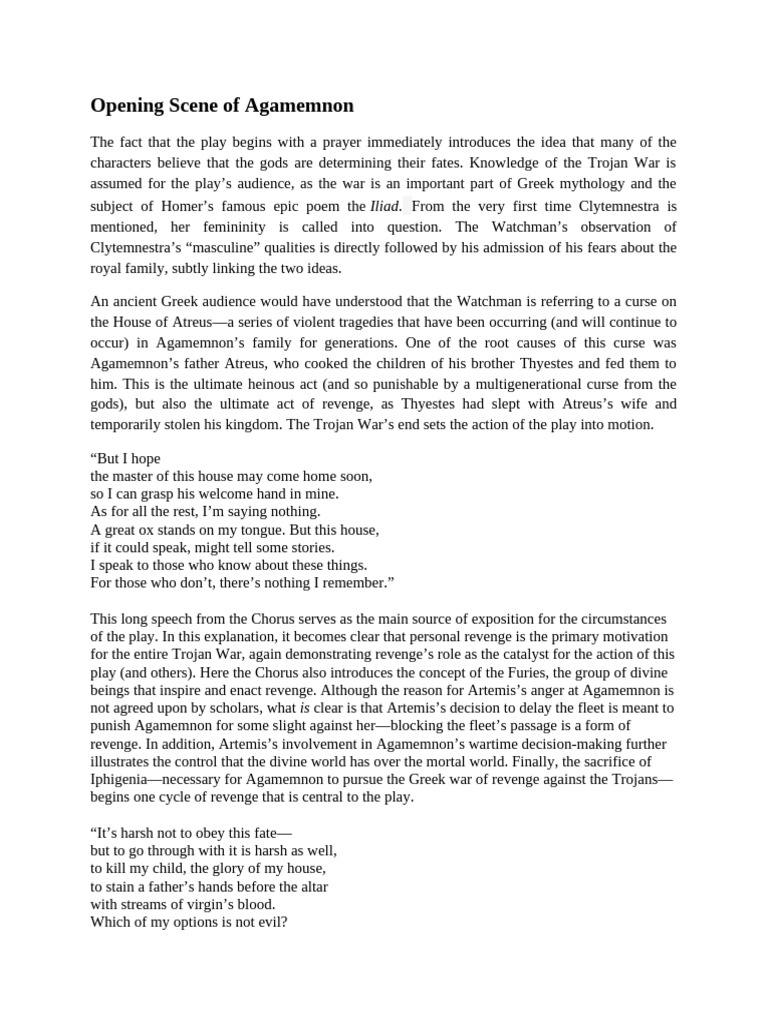Opening Scene | PDF | Agamemnon | Clytemnestra