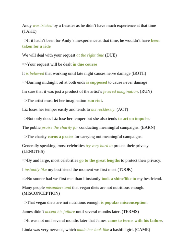 Creative Sentence Transformations | PDF