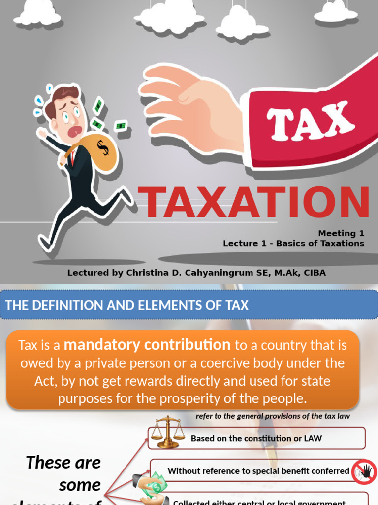 Meeting 1 - Lecture 1 - Basics of Taxations | PDF | Taxes | Tax Rate