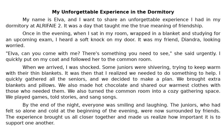 Dormitory Friendship: A Heartwarming Story | PDF