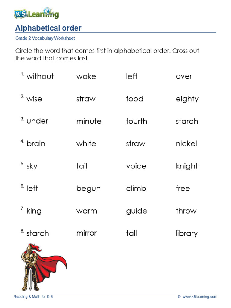 2nd Grade Alphabetical Order 1 | PDF
