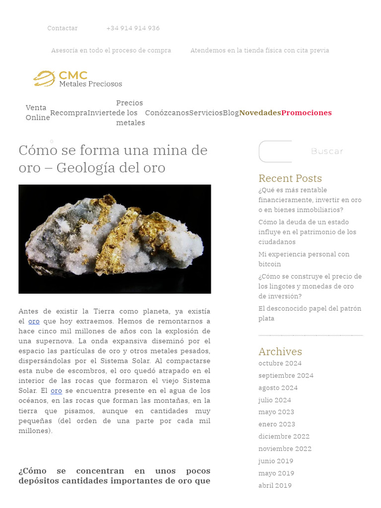 Cómo Se Forma Una Mina de Oro - Geología Del Oro | PDF | Oro | Roca ...