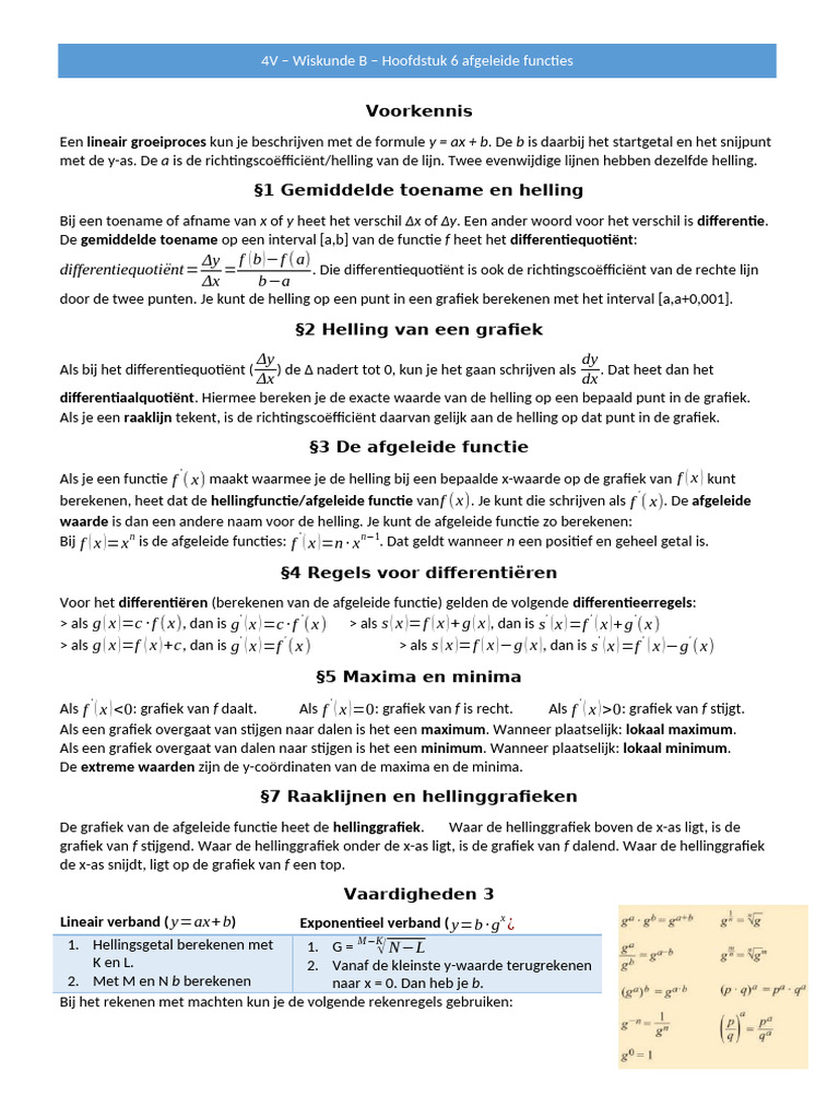 Afgeleide Functies | PDF