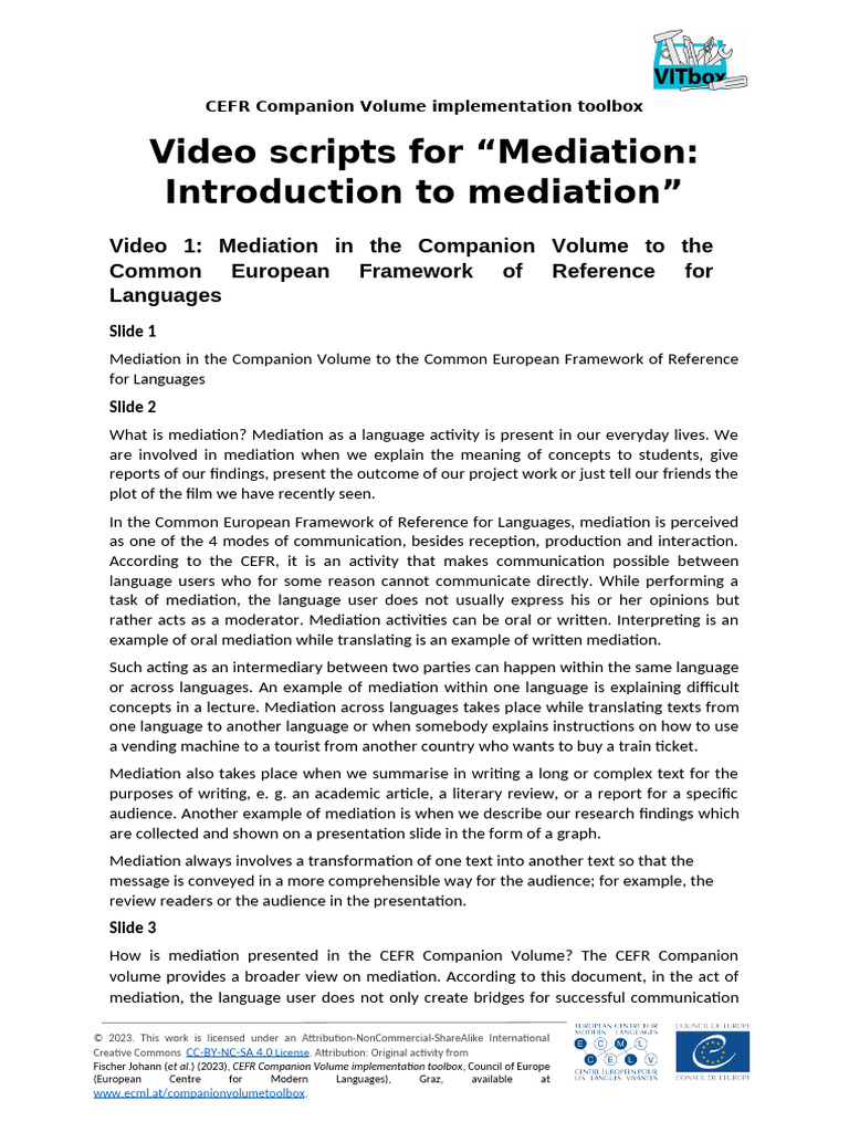 Mod6 A 2.Mediation-Introduction Video-Scripts | PDF | Communication ...