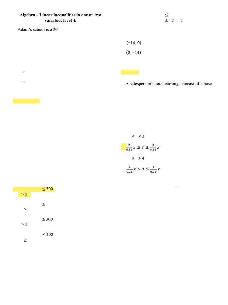 Linear Inequalities Level 4 | PDF | Volt | Mathematics
