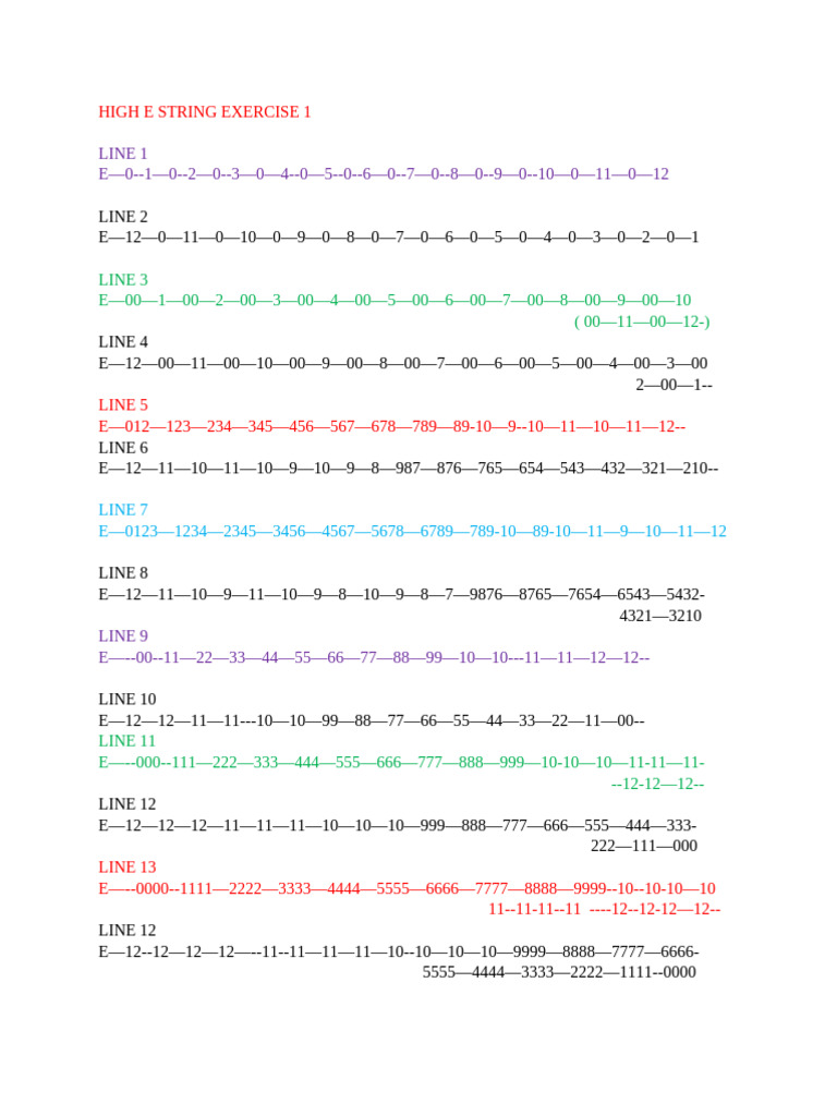 High e String Exercise 1 | PDF