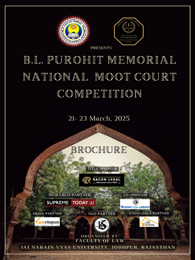 B.L. Purohit Memorial Moot Brochure | PDF | Legal Education | Justice
