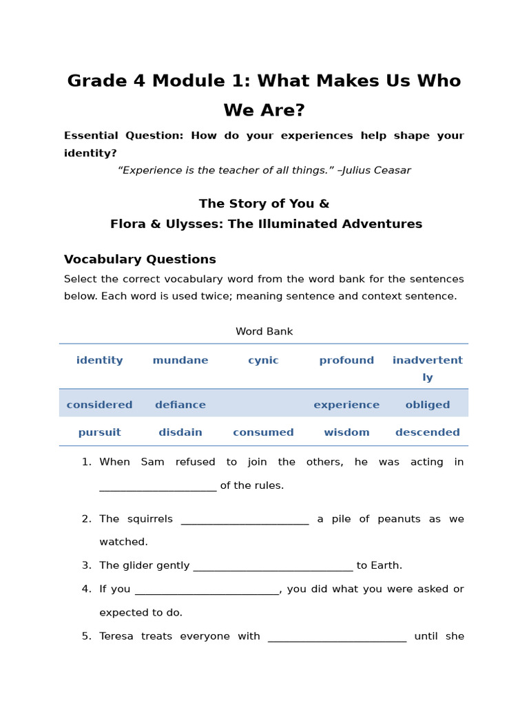 Grade 4 Into Reading Module 1 Student Workbook | PDF | Narration | Essays