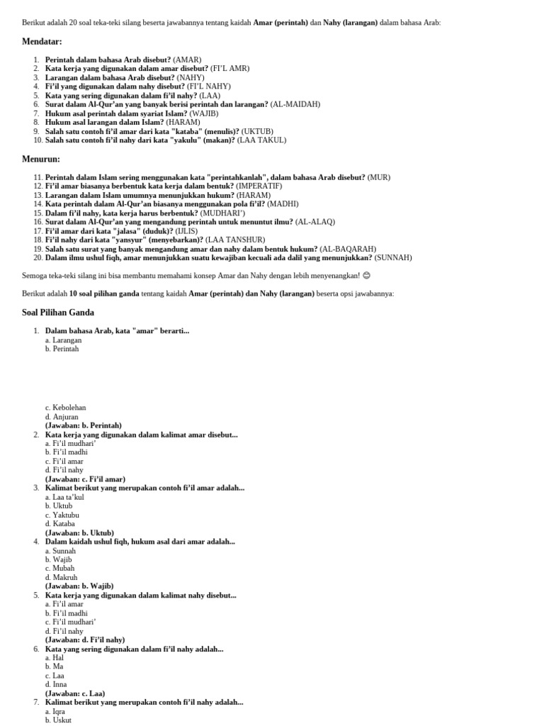 Berikut Adalah 20 Soal Teka | PDF