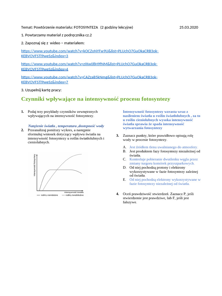 Fotosynteza - Kopia 3 | PDF