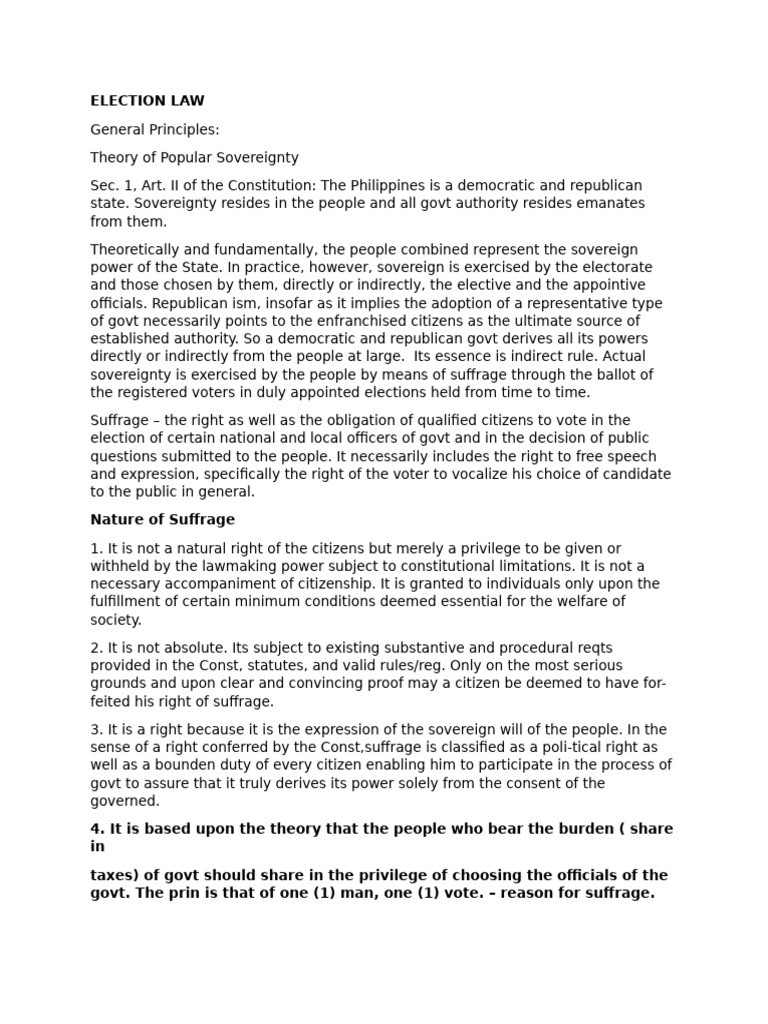 Understanding Election Law and Suffrage | PDF | Elections | Suffrage