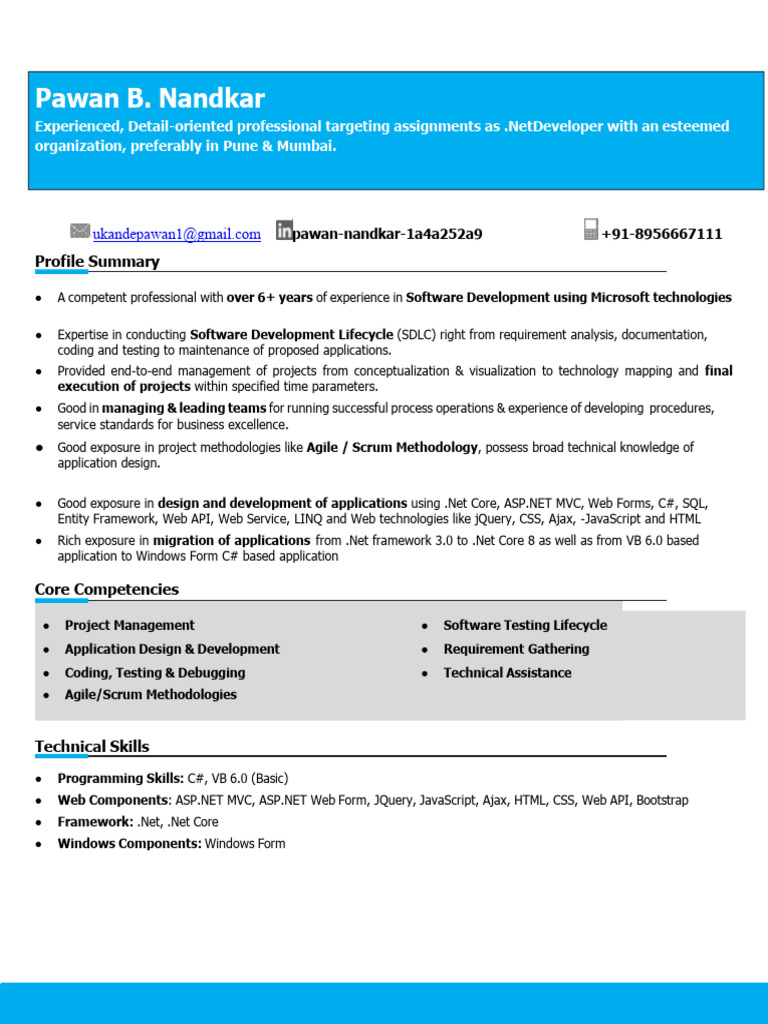 Naukri PawanNandkar (6y 0m) | PDF | Microsoft Sql Server | Entity Framework