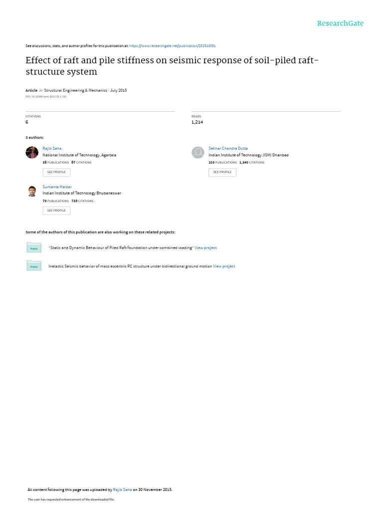 2015 Effect of Raft and Pile Stiffness On Seismic Response of Soil ...