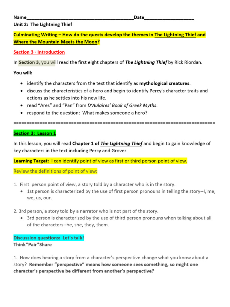 Analyzing Heroes in The Lightning Thief | PDF | Narration